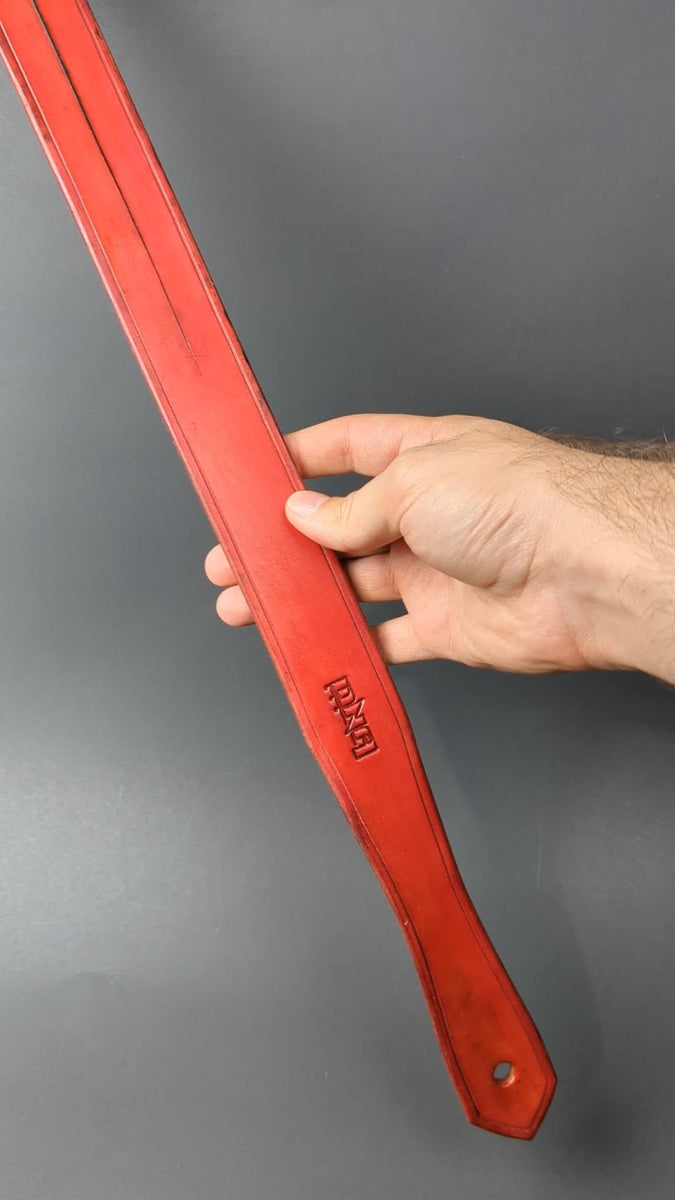 Split Tongue Single Layer Red Leather Tawse Paddle – Dark Nature Aesthetics